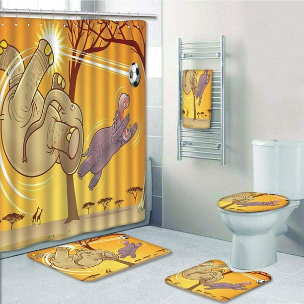 EREHome Elephant Elephant Hippo Playing Football Cartoon Fantastic ...