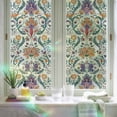 Boho Vintage Floral Window Privacy Film Peony Leaf Bud Vintage Ethnic ...