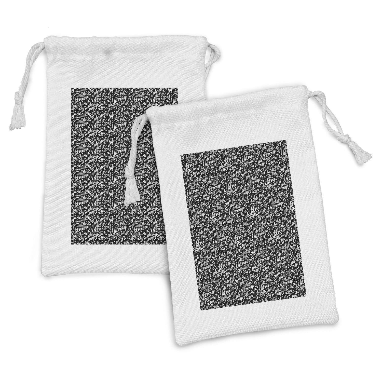 Alphabet Fabric Pouch Set of 2, Custom Typography with Cursive Style ...