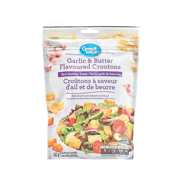 Great Value Garlic and Butter Flavoured Croutons, 142 g - Walmart.ca