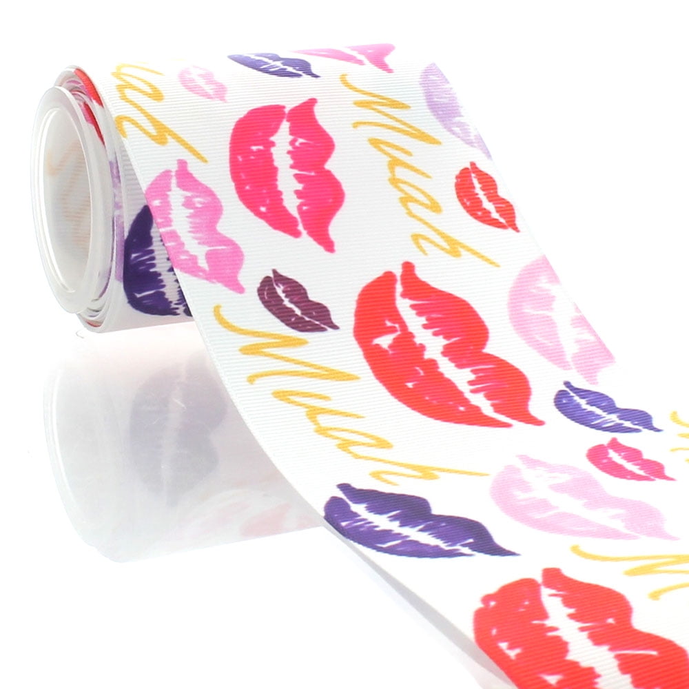 3" Muah Lips Grosgrain Ribbon 5yd - Walmart.com