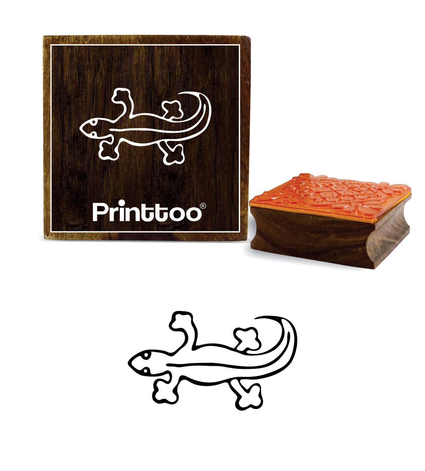 Printtoo Lizard Design Square Diary Card Wooden Rubber Stamp Brown ...
