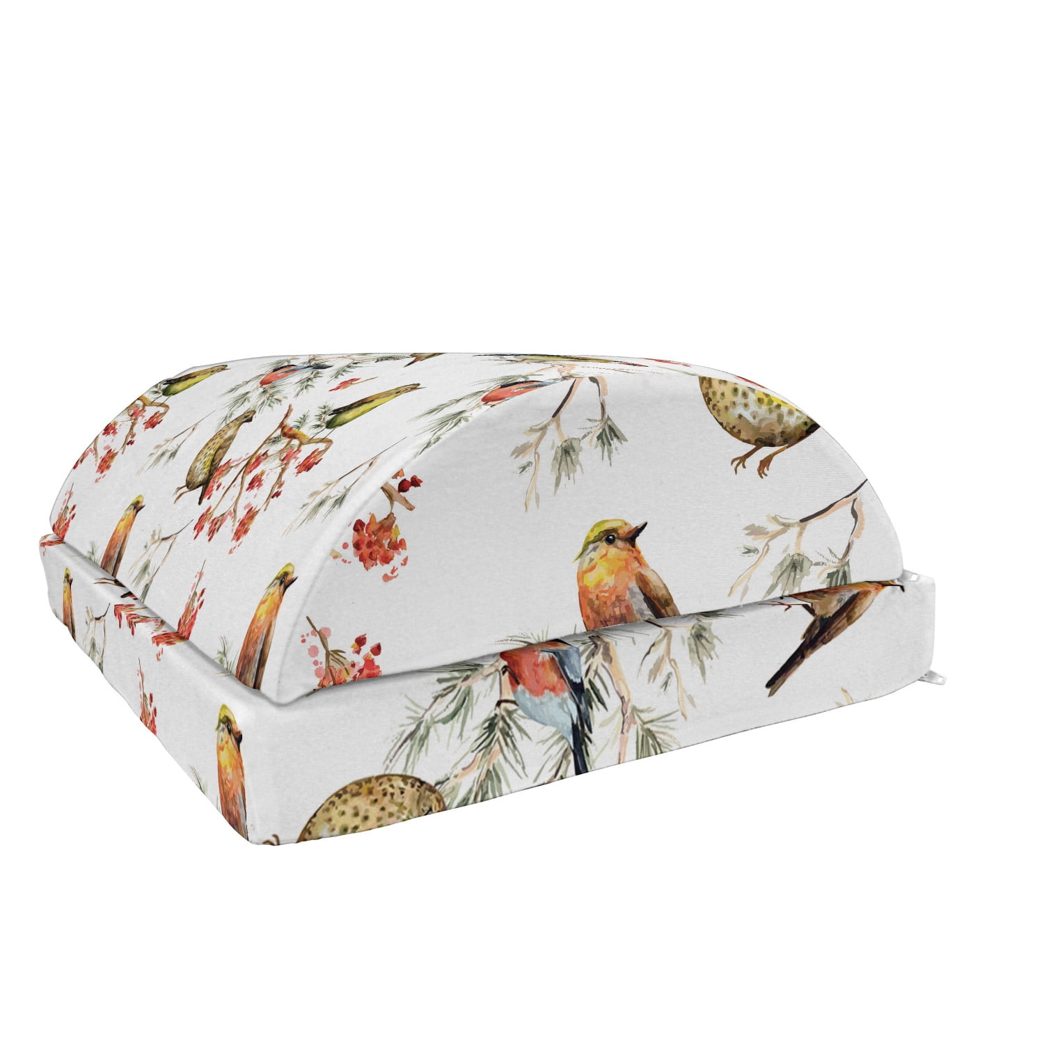 Animal Foot Rest, Sparrows Birds Leaves Branches Pine Trees Watercolor ...