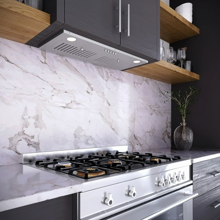 Streamline 28 in. Sacchi Ductless Insert Range Hood in Brushed Stainless Steel with Baffle Filters Push Button Control LED Lights Walmart