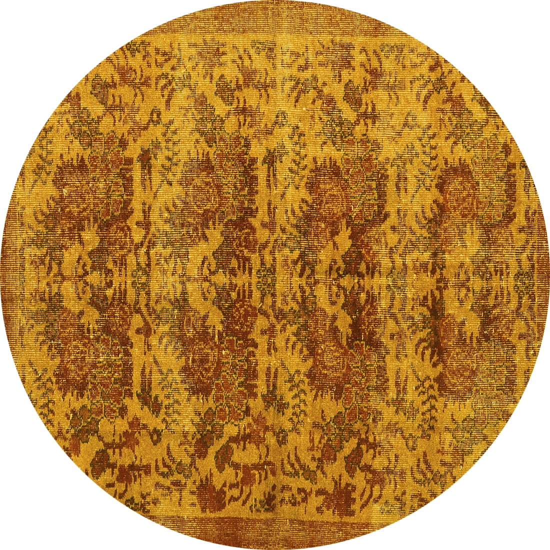 Ahgly Company Machine Washable Indoor Round Persian Yellow Traditional Area Rugs, 5' Round ...