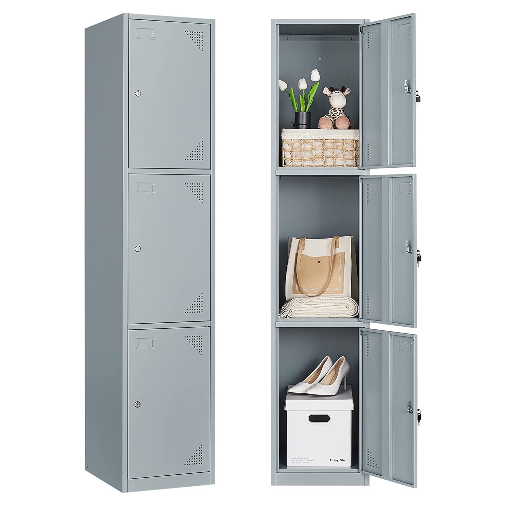 MIIIKO Office Storage Lockers for Employees, 71" Slim Metal Storage ...