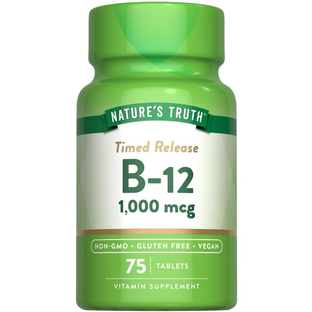 Suplemento de vitamina B12 de Nature's Truth, 1000 mcg, 75 tabletas ...