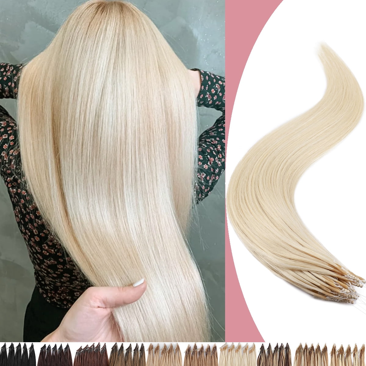 SEGO 8D Real Thick Human Hair Extensions 50 Strands Nano Bead Invisible ...