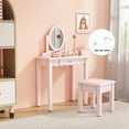 HLR Modren Little Girls Kids Vanity Set with Mirror and Stool, 2 in 1 ...