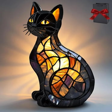 Solymall GlowKitty, Cat Lamp Stained Glass, Cat Lamp, Sherum Glowkitty ...
