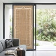 Brown Farmhouse Window Privacy Film, Linen Texture Geometric Lines ...