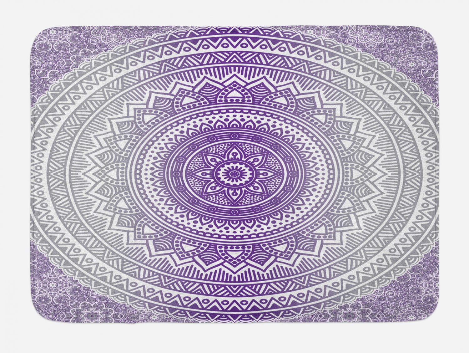 Grey and Purple Bath Mat, Eastern Traditional of Cosmos Pattern Zen ...