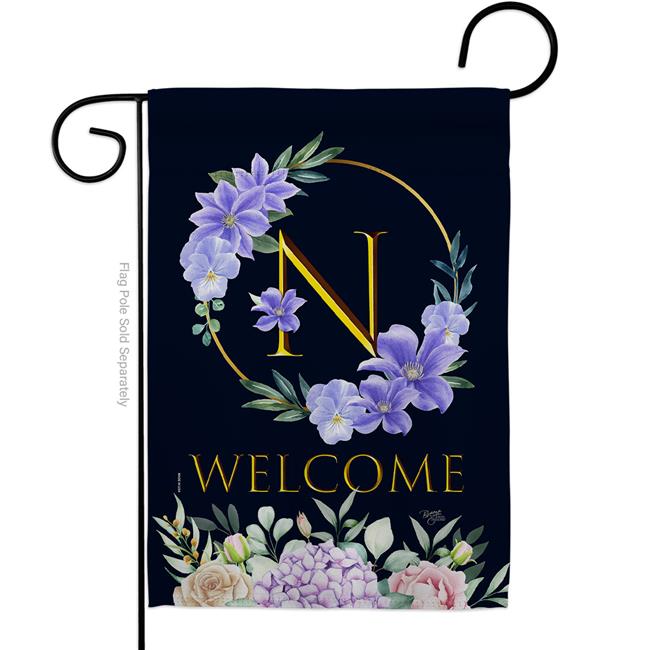Breeze Decor 13 x 18.5 in. Welcome N Initial Garden Flag with Spring ...