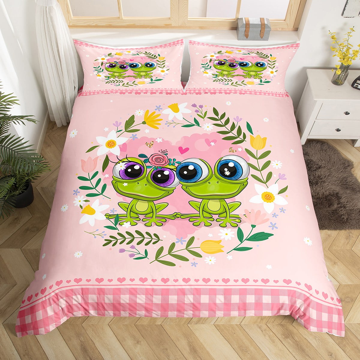 Frog Duvet Cover Twin, Cartoon Frog Comforter Cover for Kids Boys Girls ...