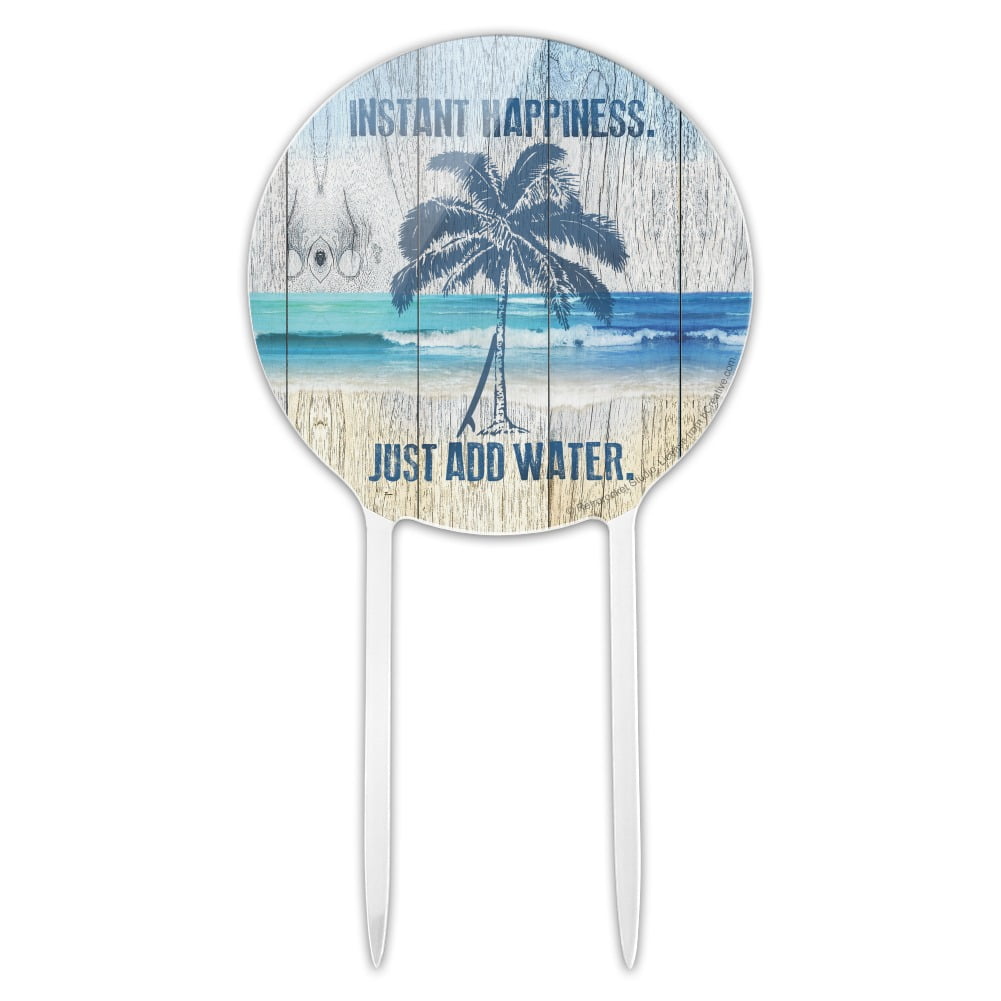 Acrylic Instant Happiness Just Add Water Tropical Beach Cake Topper ...
