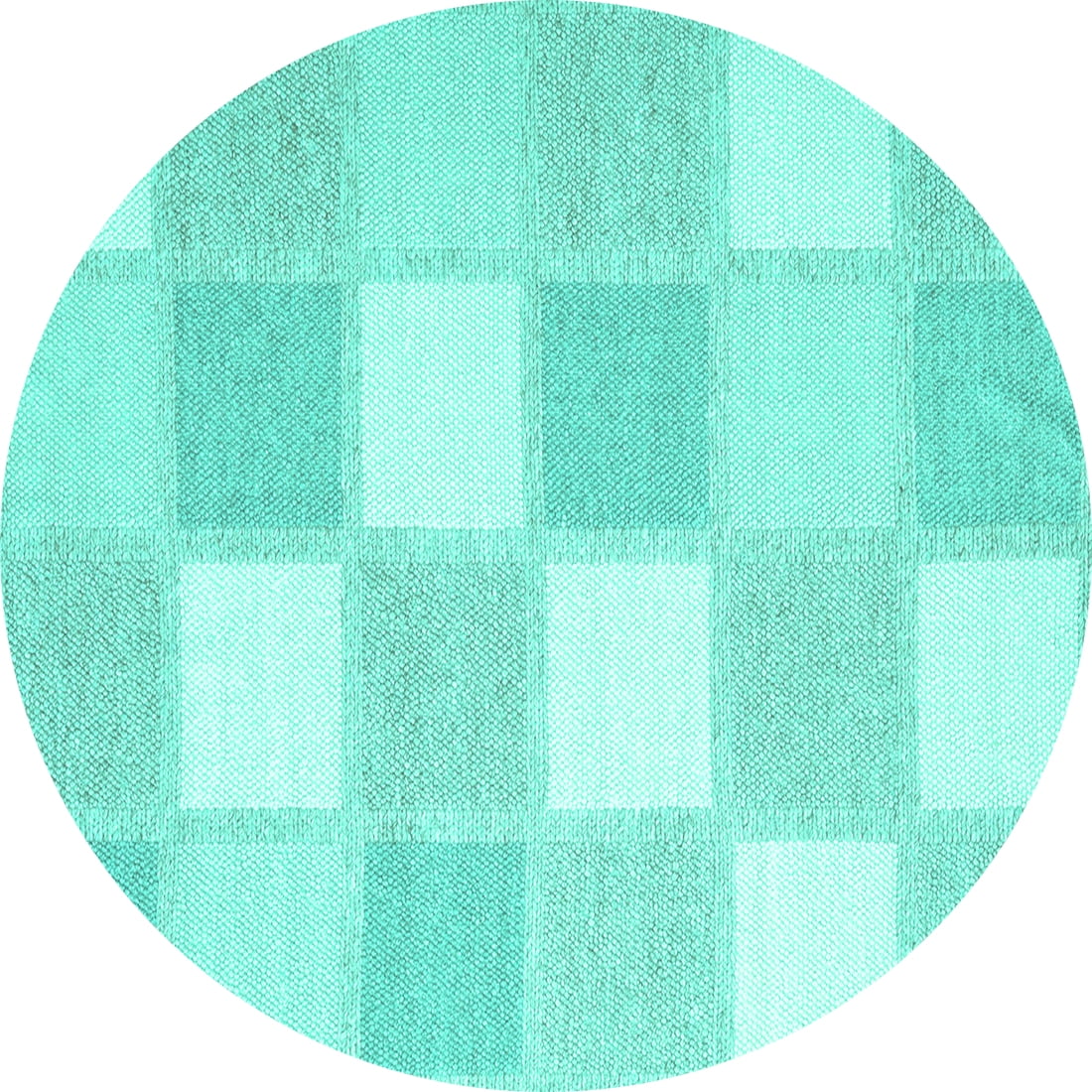 Ahgly Company Machine Washable Indoor Round Checkered Turquoise Blue ...
