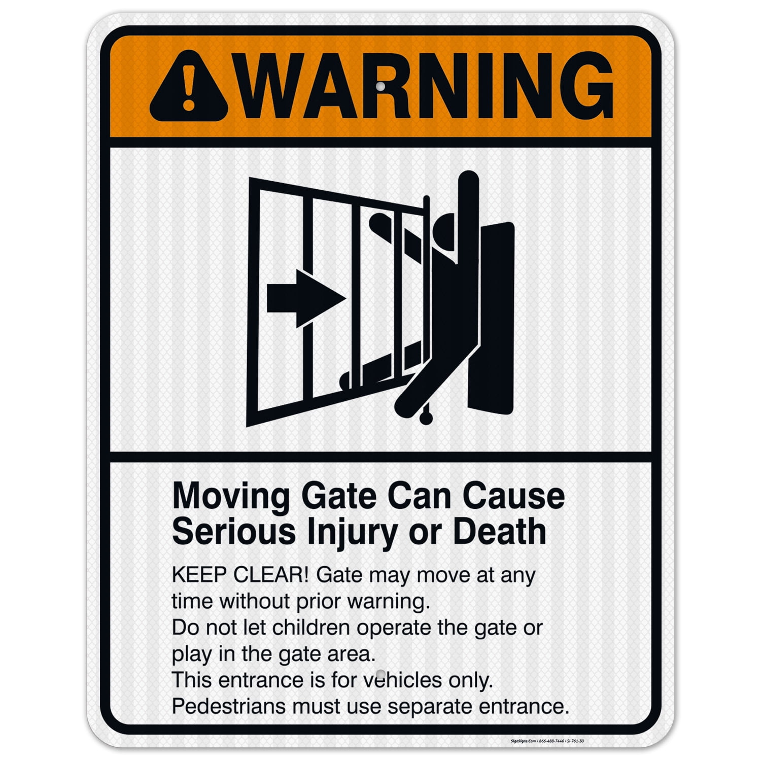 Moving Gate Sign, Moving Gate Can Cause Serious Injury or Death ...