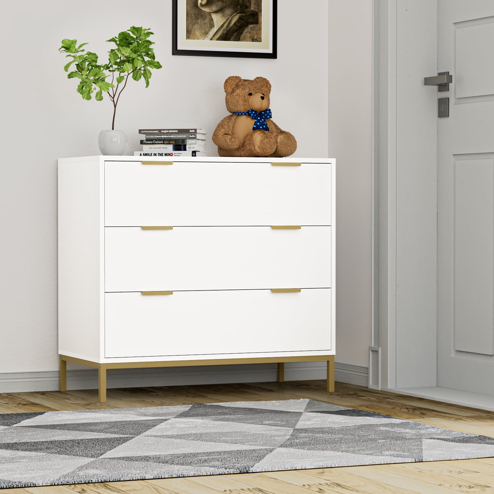 Click here for Eumyviv Chest Of Drawers With Gold Handles Mid Cen... prices