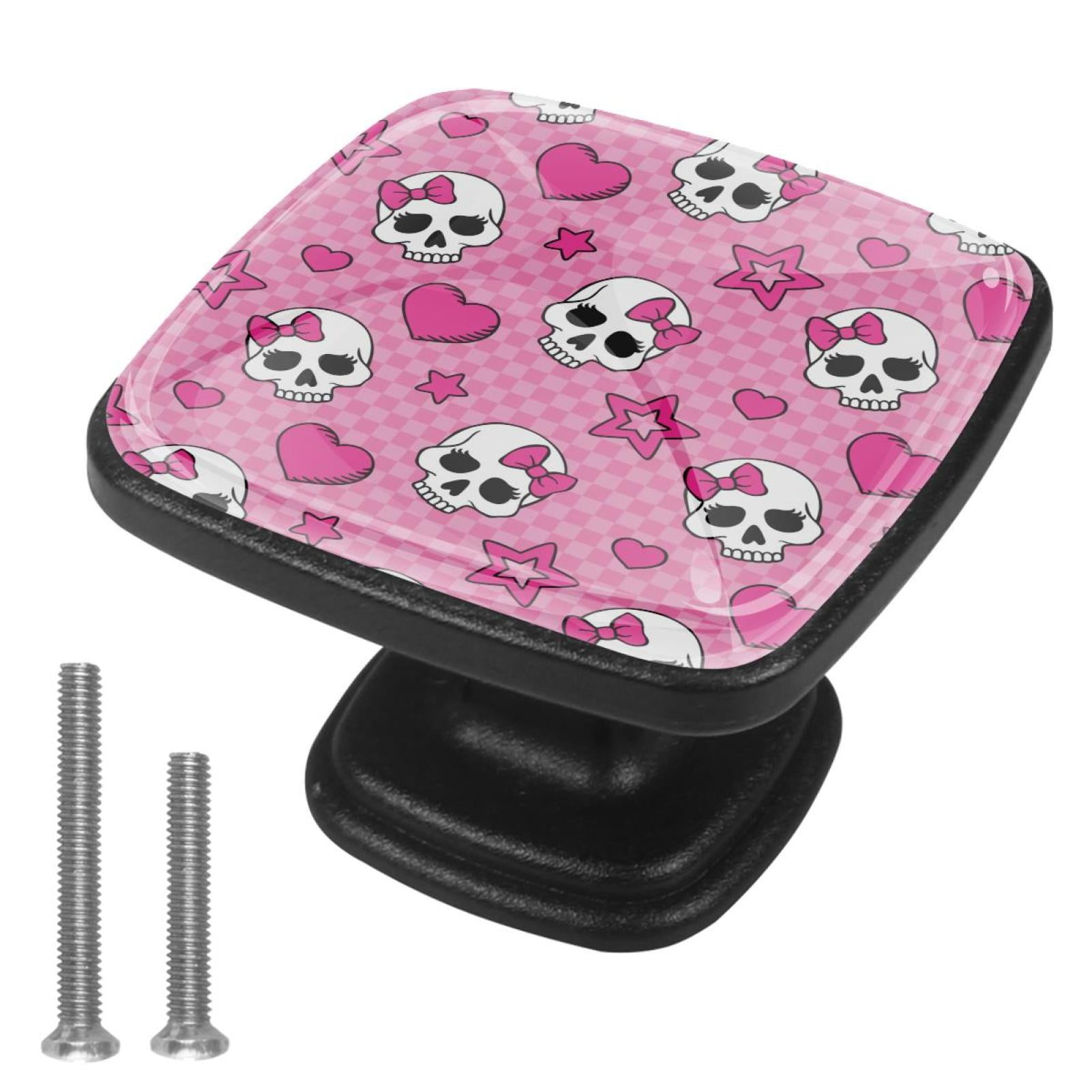 4 Pcs Cabinet Handle Drawer Pulls Skull Knobs with Screws Square ...