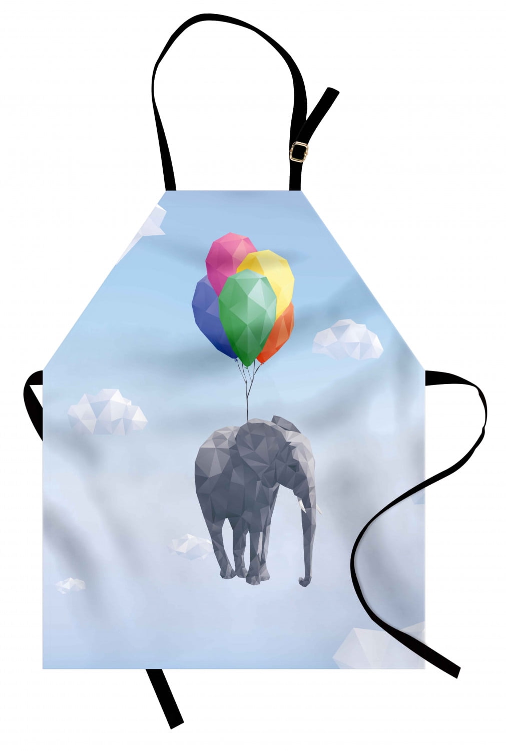 Animal Apron Elephant Attached to Colorful Baloons in Sky Geometric ...