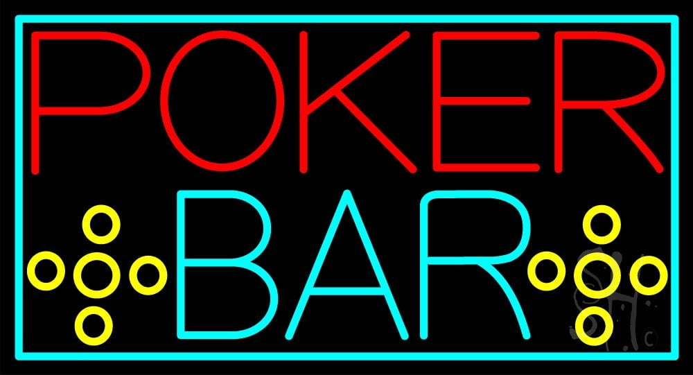 Red Poker Bar LED Neon Sign 13 x 24 - inches, Black Square Cut Acrylic ...