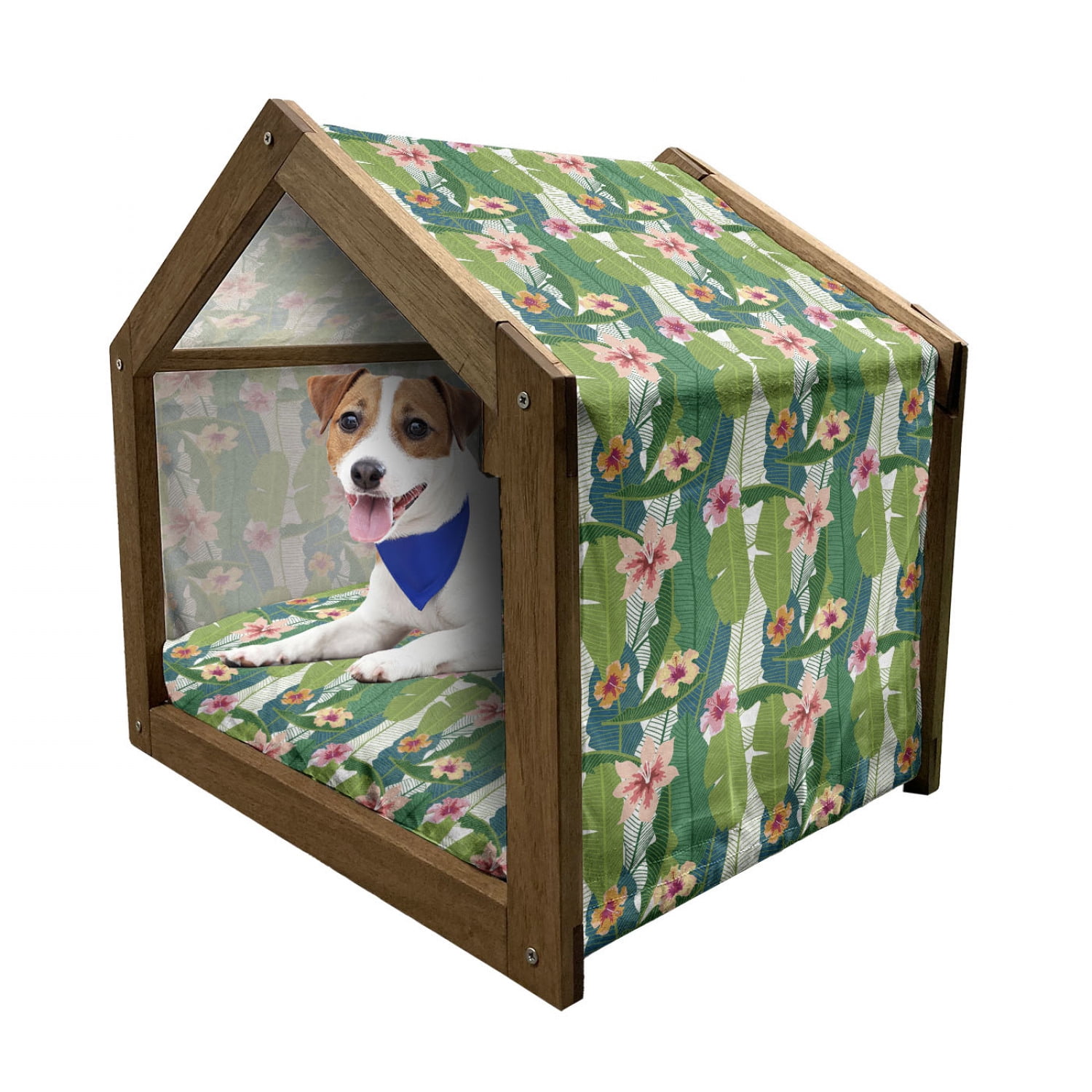 Aloha Pet House, Banana Leaves with Colorful Blossoms of Hawaiian ...
