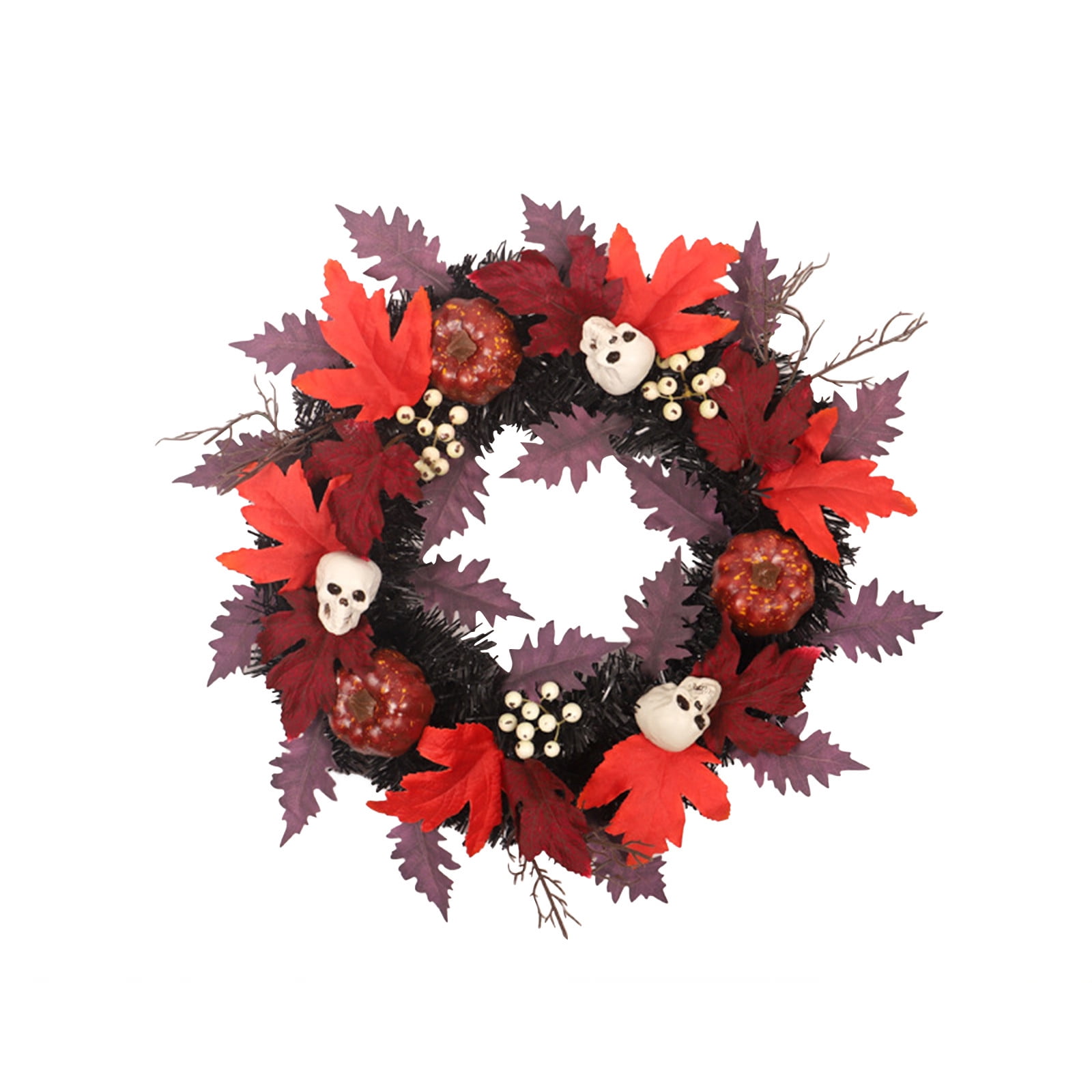 Zeceouar Halloween Decorations Clearance Indoor & Outdoor Halloween Skeleton Maple Leaf Wreath ...