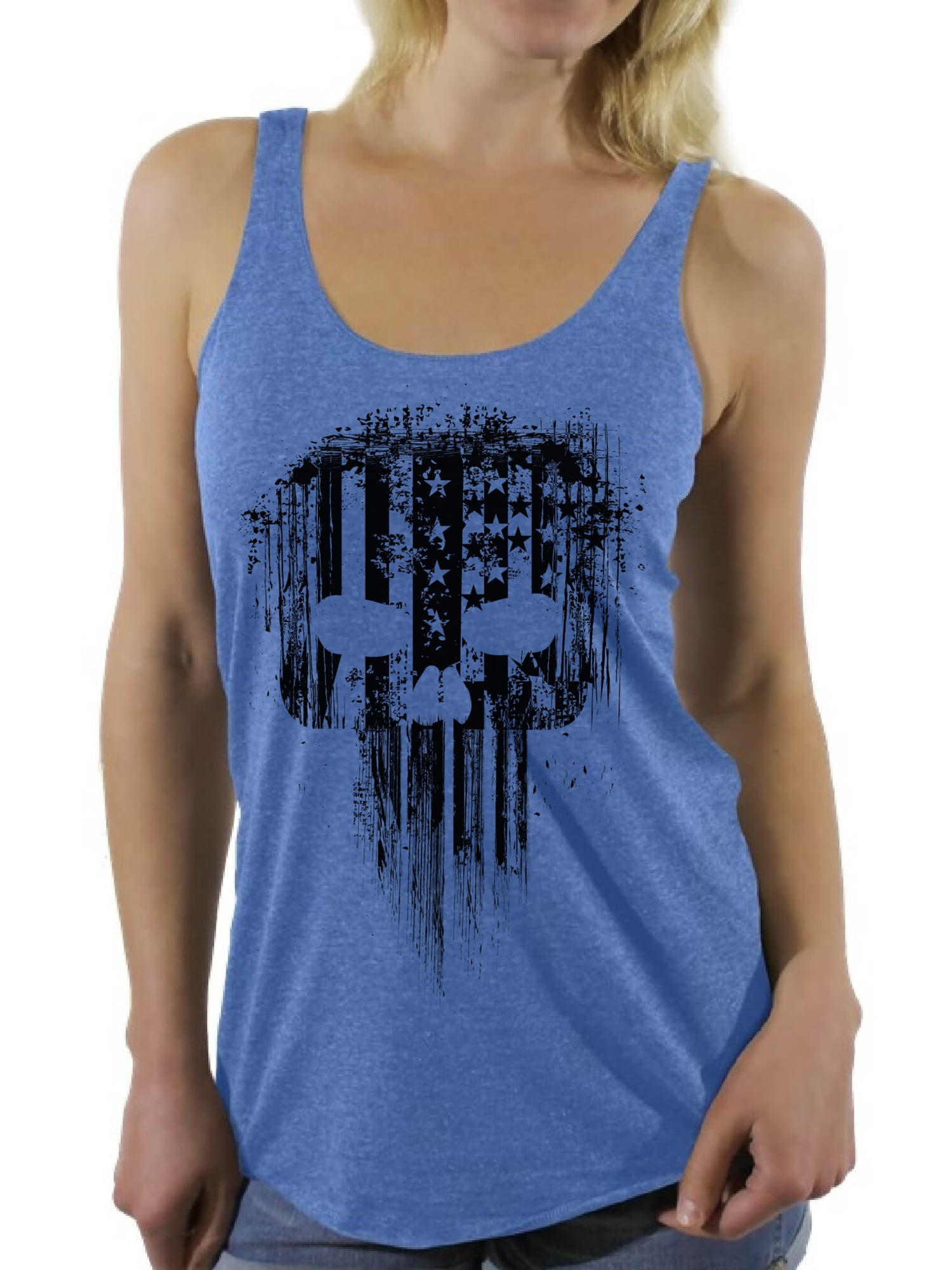 Awkward Styles Black Skull Racerback Tank Top for Women USA Flag ...