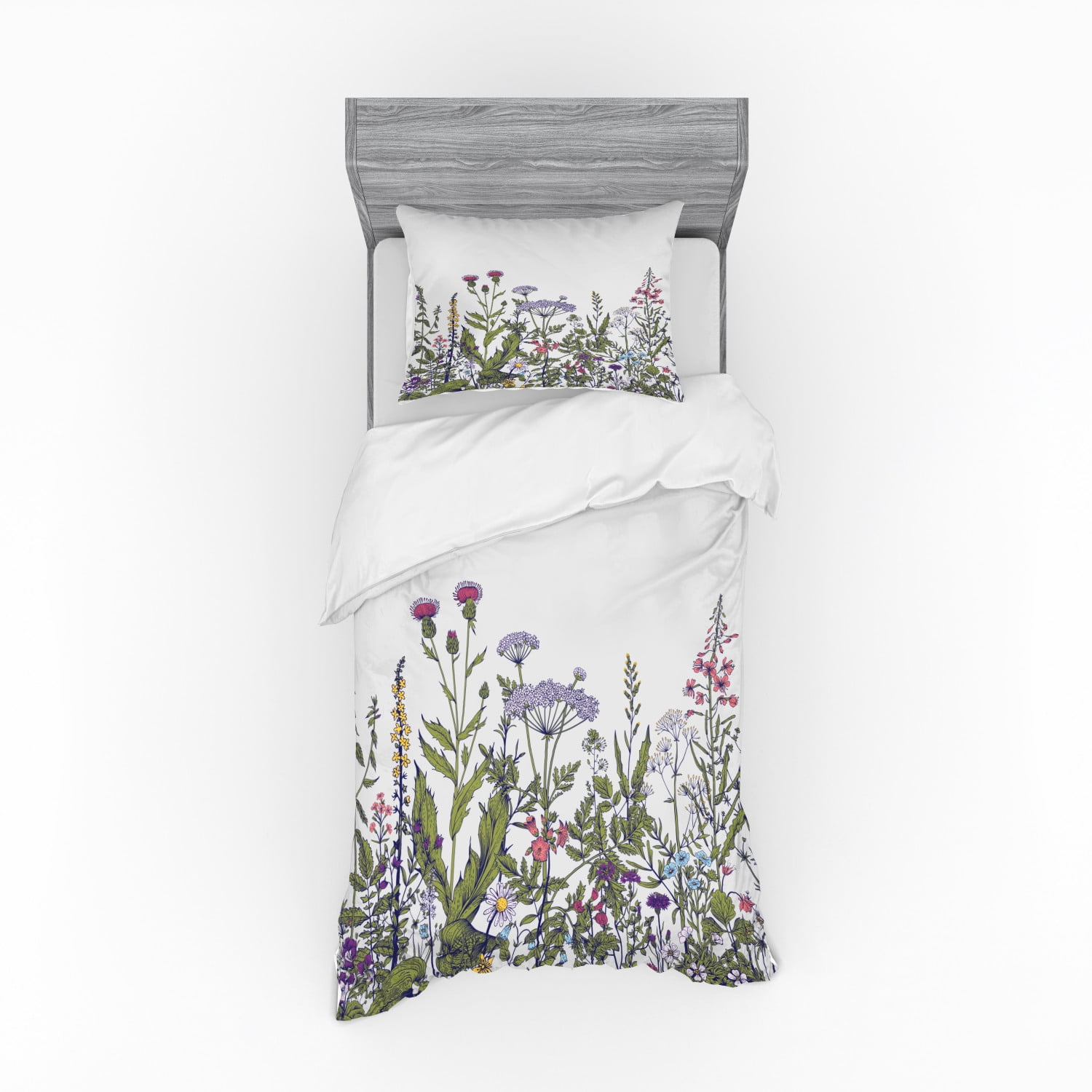 Spring Duvet Cover Set, Colorful Thriving Garden with Herbs and Flowers ...