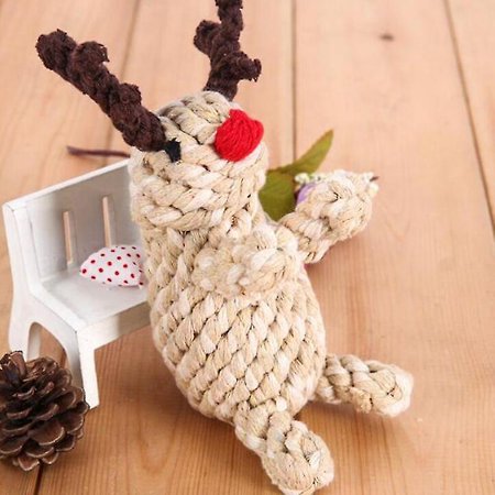 Sika Deer Style Woven Rope Toy Cat Chew Toy Dogs Interactive Molar ...