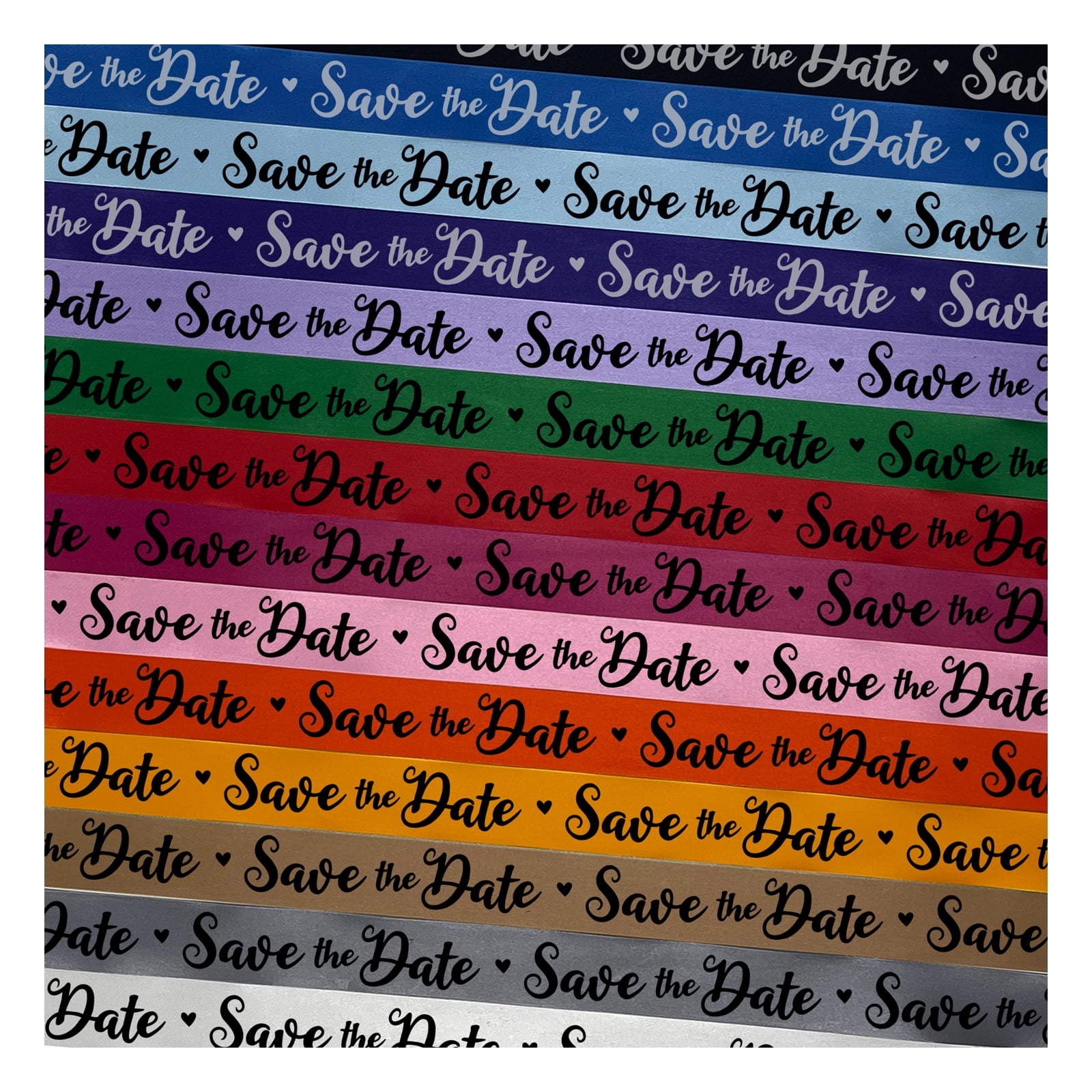 Save the Date Lovely Script with Hearts Wedding Anniversary Party Satin ...