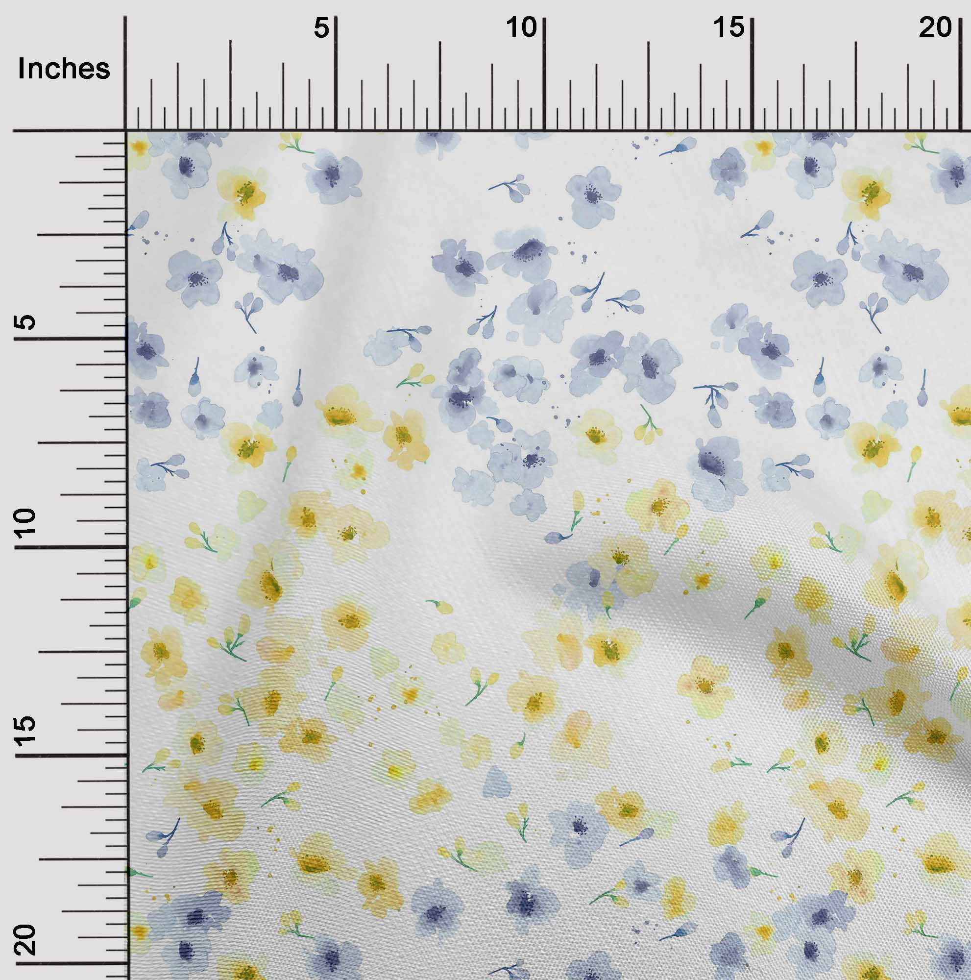 oneOone Silk Tabby Pale Yellow Fabric Flower Watercolor Quilting ...