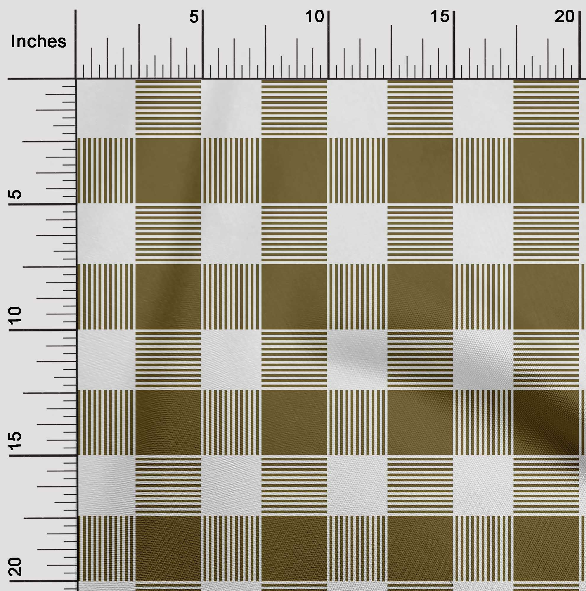 oneOone Cotton Poplin Twill Dark Olive Green Fabric Gingham Check ...