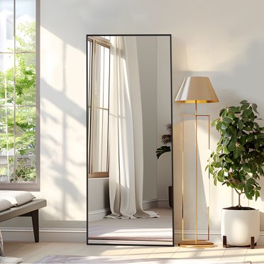 63"x16" Modern Rectangle Right Angle LED Full Length Mirror Floor ...