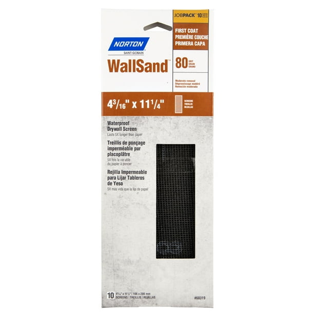Norton 68319 4-3/16" X 11-1/4" 80 Grit WallSand™ Drywall Screen 10 ...