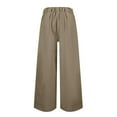 Women Linen Palazzo Pants Summer Boho Wide Leg High Waist Casual Lounge
