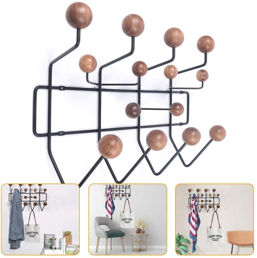 Wall-Mounted Wooden Coat Rack, Modern Wall Hanger Candy Coat Hooks with ...