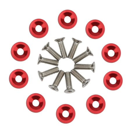 LHCER 10 Set Car Engine Bay Dress Up Kits M6 Bonnet Bolts Red Washers ...