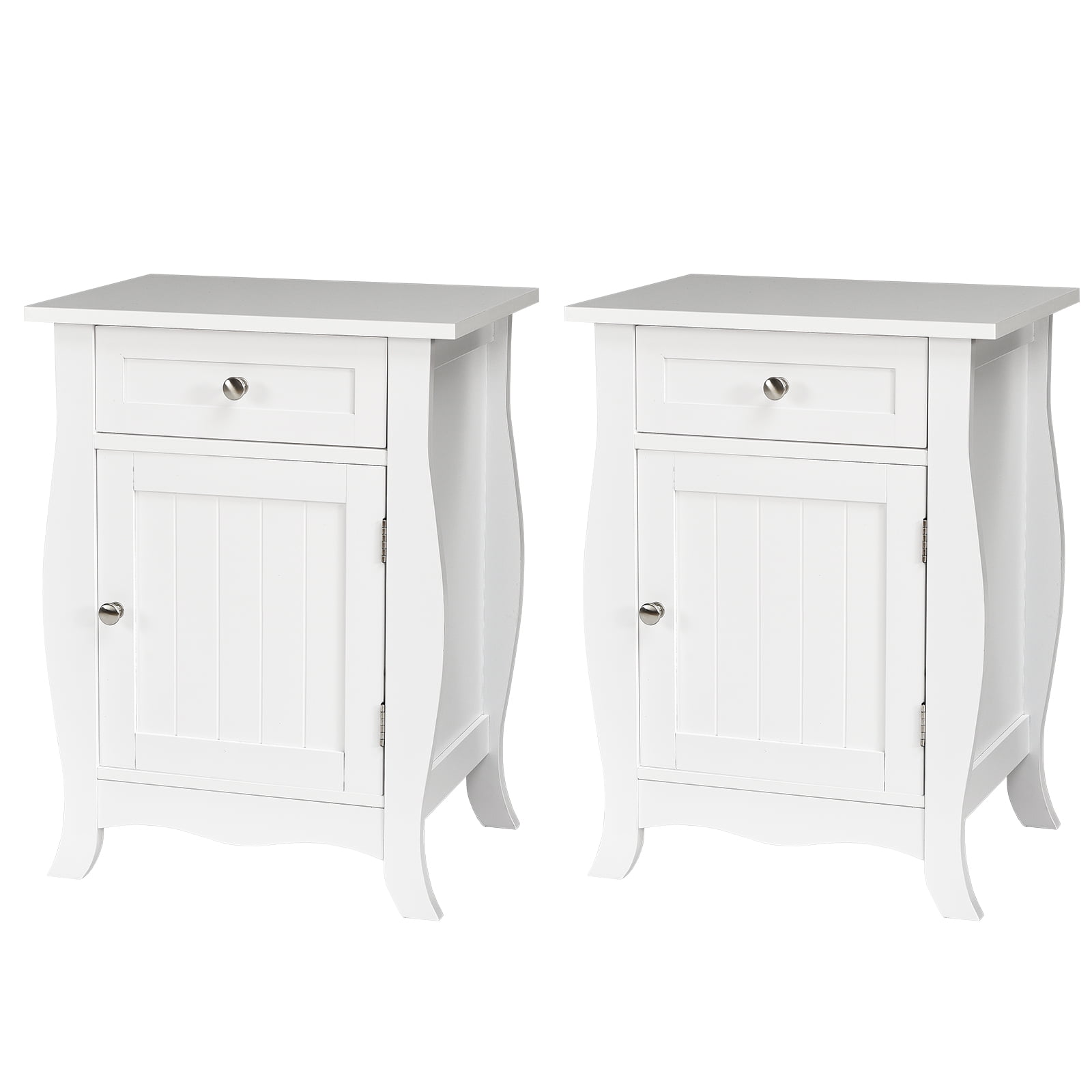 Topbuy 2PCS Wooden Accent End Table with Drawer Storage Floor Cabinet ...