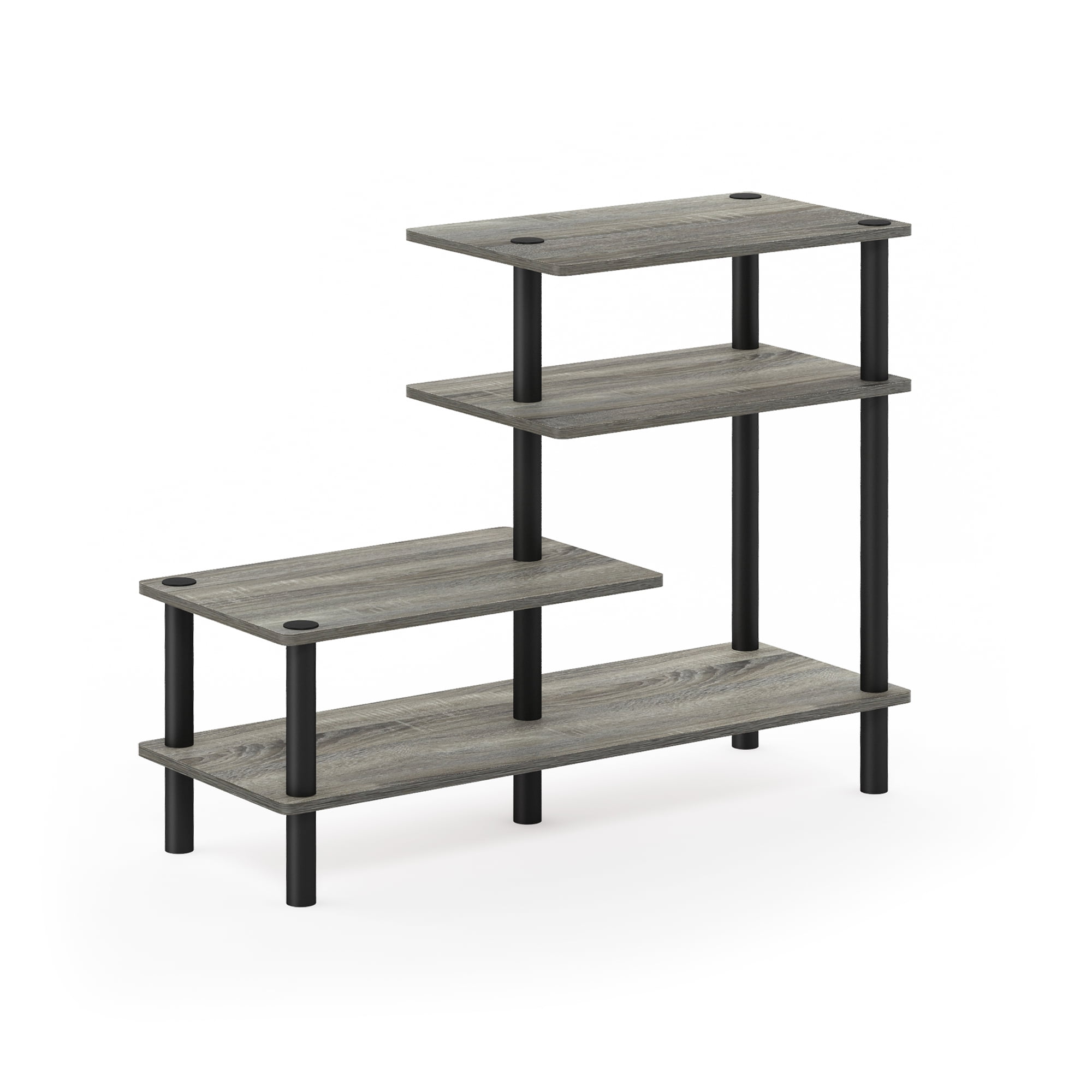 Furinno Turn-N-Tube 3-Tier Side Display Rack, French Oak Grey/Black ...