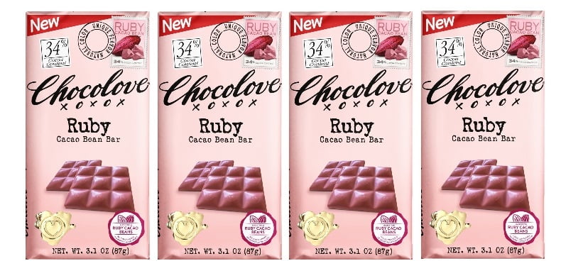 Chocolove Xoxox Bar Ruby Cacao Bean, 3.1 Oz Bundle of 4 | Milk ...