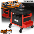 M-AUTO Adjustable Rectangular Roller Tool Box Padded Chair with Storage ...