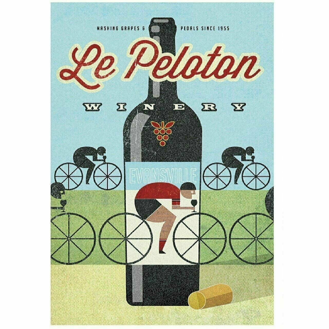 Cycling Poster Le Peloton Winery by John Evans Vintage Bicycling Art 24 ...