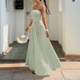 JULMCOMO Summer Dresses for Women Strapless Ruched Waist A Line Flowy ...