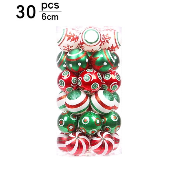 30Pcs Christmas Ball Decoration Colorful Plastic Shatterproof Ball ...