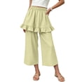 BXSRUTA Girls Elastic Waist Ruffle Hem Wide Leg Cropped Pants High Rise ...