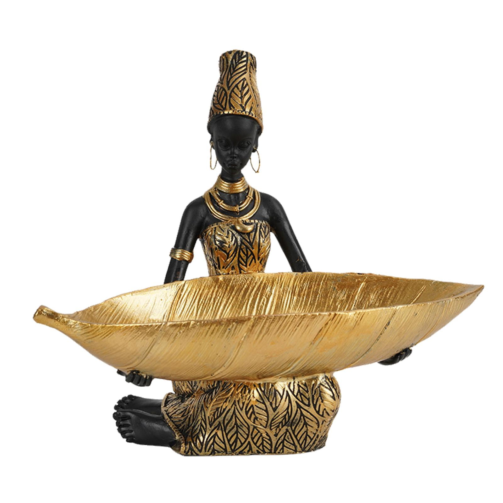 African Sculpture Girl Statue with Serving Tray Women Figure Lady ...