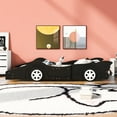 Aukfa Twin Size Race Car Bed, Wood Toddler Bed with Wheels, Black ...