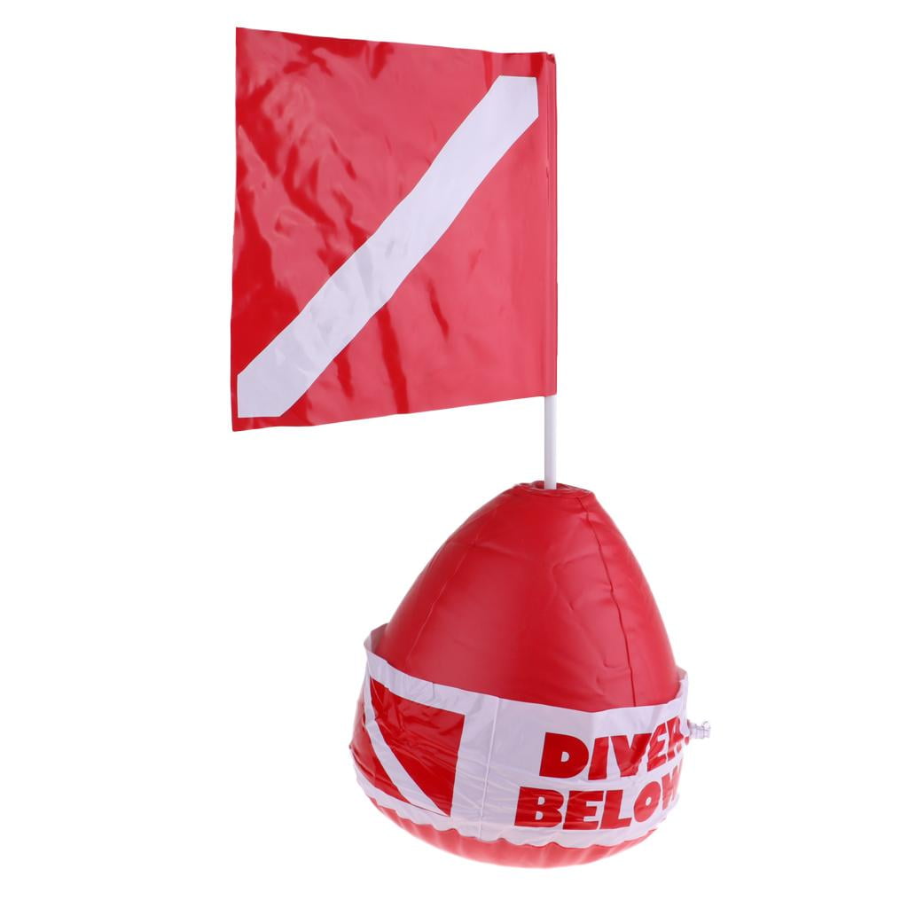 Scuba Diving Inflatable Float Surface Marker Buoy with Dive Flag Below ...