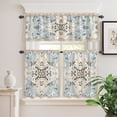 Bohemia Vintage Floral Pattern Curtain Tier and Valance Set 3 Piece ...